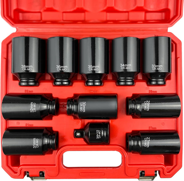 11PCS 1/2" Axle Nut Socket Set,Drive Spindle Wheel Axle Nut Wrench Lar ...