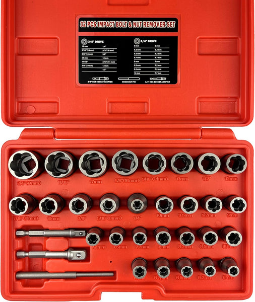 32Pcs Bolt Extractor Kit,Stripped Bolt Extractor Kit,Easy Out Bolt Rem ...